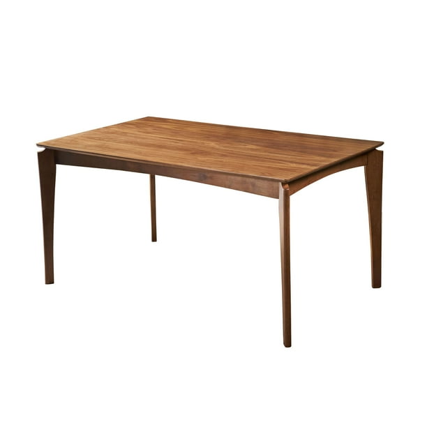 59" Walnut Brown Solid Contemporary Handcrafted Rectangular Dining ...