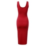 Doublju Women's Sleeveless Bodycon High Split Tank Midi Dress Shirring ...