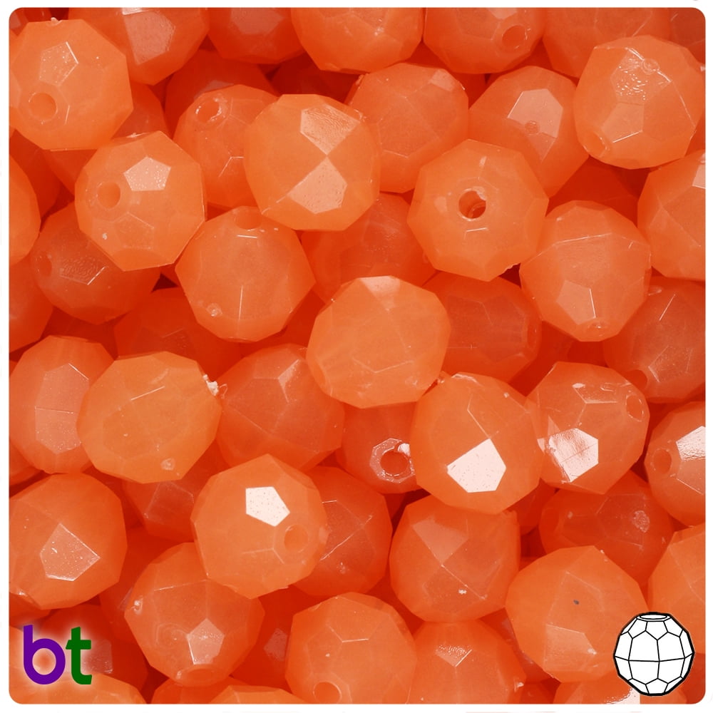 BeadTin Orange Glow 12mm Faceted Round Plastic Beads (180pcs) - Walmart.com