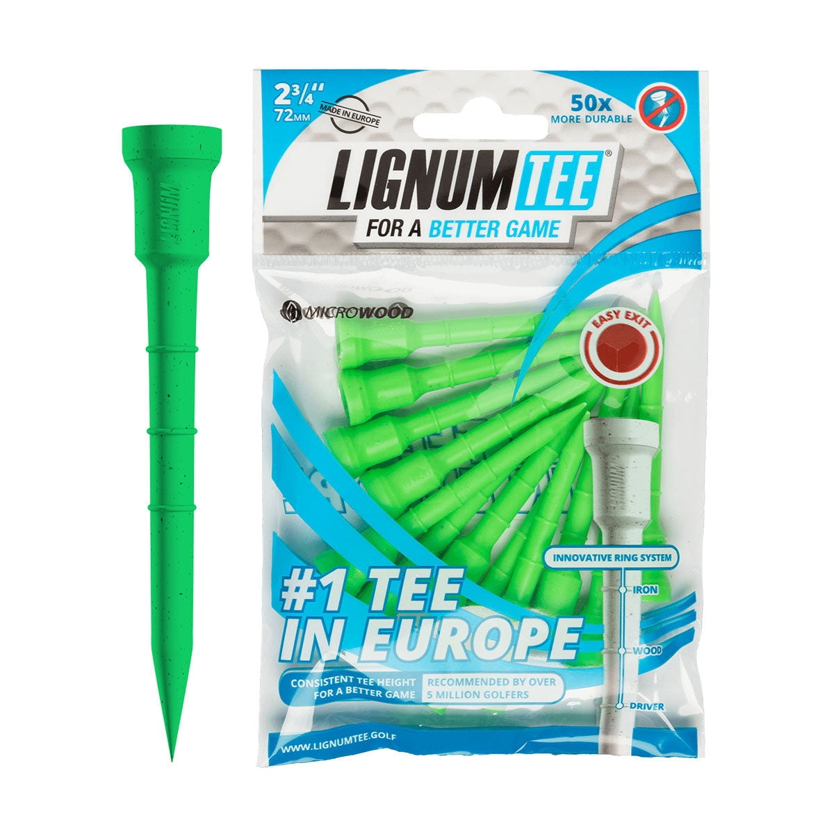 LIGNUM Tee Premium Golf Tees, Lasts 50+ Rounds, Anti-Spin Head, Ring ...