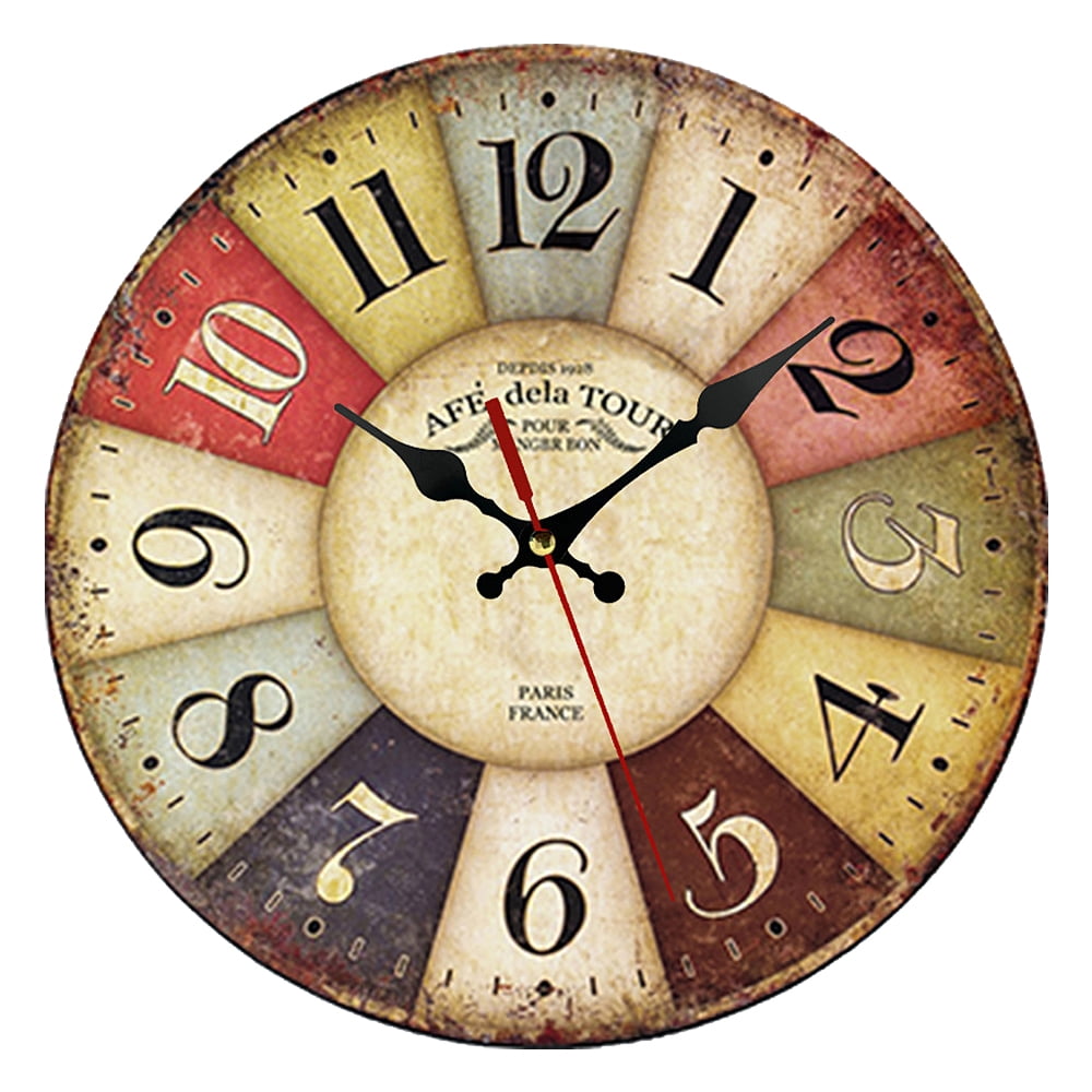 Vintage wall clock Simple wooden wall clock 12-inch clock Living room ...