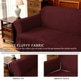 Subrtex Stretch 1-Piece Pleated Ruffled Skirt Sofa Slipcover, Wine ...