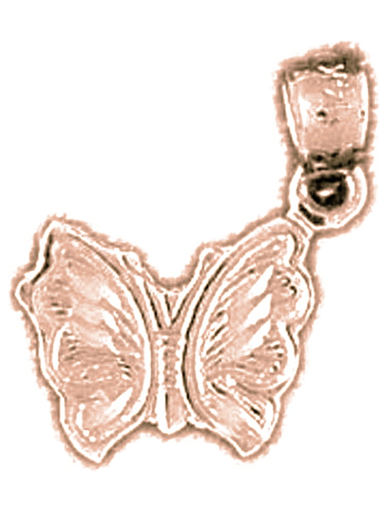 14K Rose Gold Butterflies Pendant - 16 mm - Walmart.com