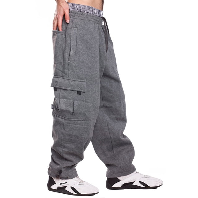 Pro 5 Small Men's Dark Grey Fleece Cargo Sweatpants - Walmart.com