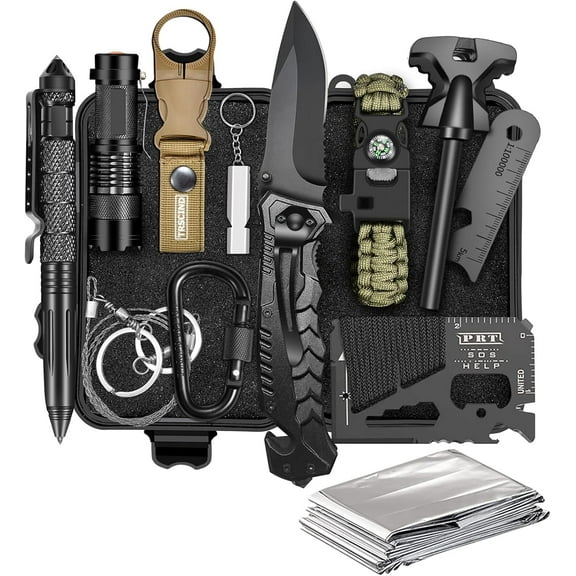 Survival kit, 13-in-1 emergency gear for camping and hiking. Tools for ...