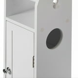 White Freestanding Bathroom Toilet Paper Roll with Storage and Extra ...