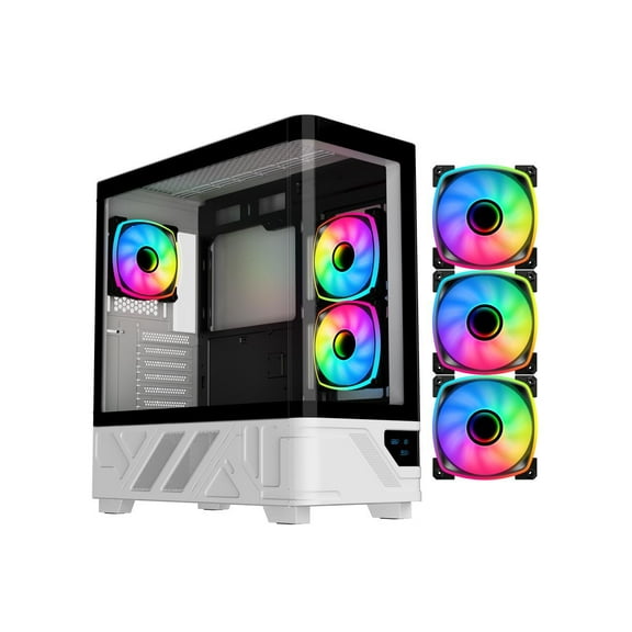 DIYPC White Gaming Computer Case, Micro ATX, USB3.0, Dual Tempered ...