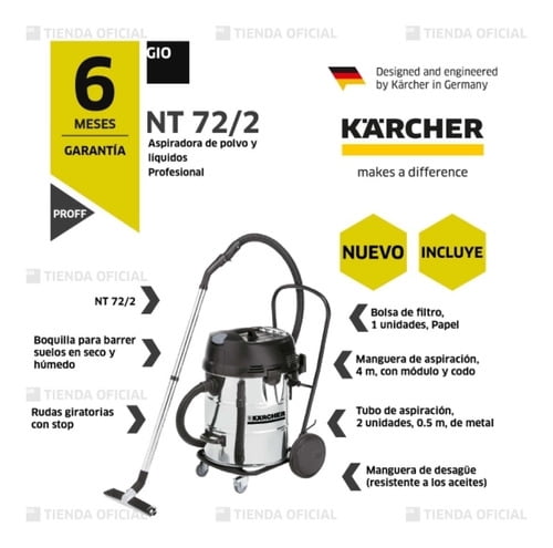 Aspiradora Industrial Karcher NT 72/2 Eco Tc para Polvo y Líquidos ...