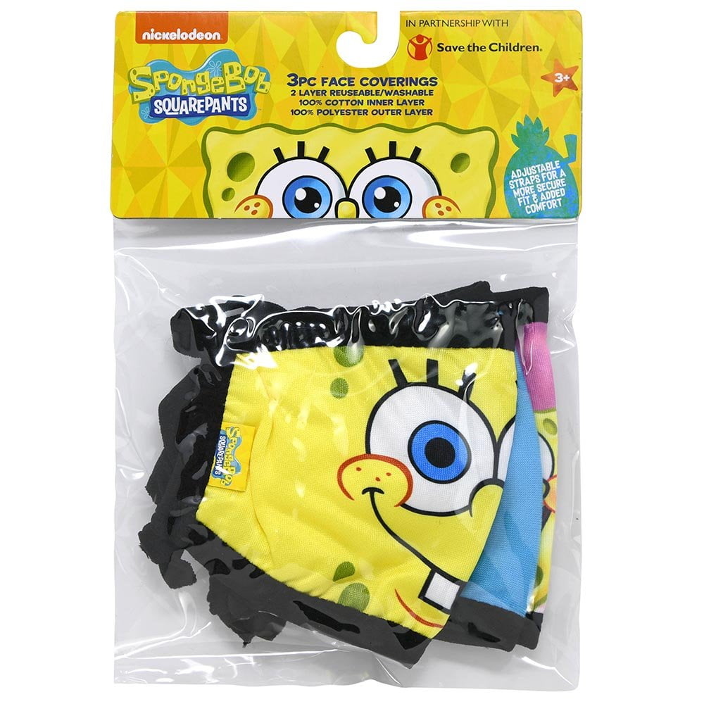 Nickelodeon - Spongebob 3 On A Card Kids Face Mask - Walmart.com ...