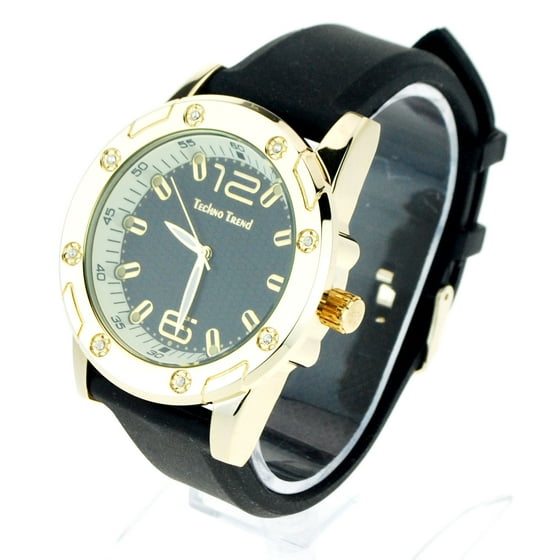 Techno Trend - Techno Trend Mens Bling Iced Out Rhinestone Silicone ...
