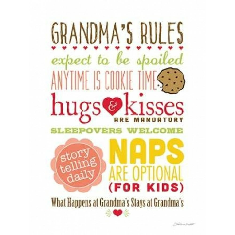 Grandma''s Rules I Poster Print by Stephanie Marrott (9 x 12) - Walmart ...