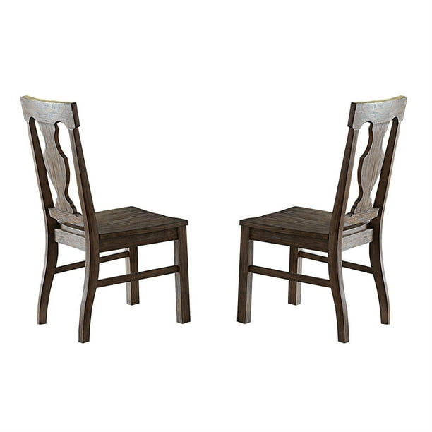 Wooden Dining Side Chairs with Fiddle Back, Brown, Set Of 2 - Walmart.com
