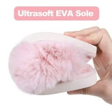 Litfun Women's Fuzzy Slippers, Open Toe Cross Band, Memory Foam, Plush Pink - Walmart.com
