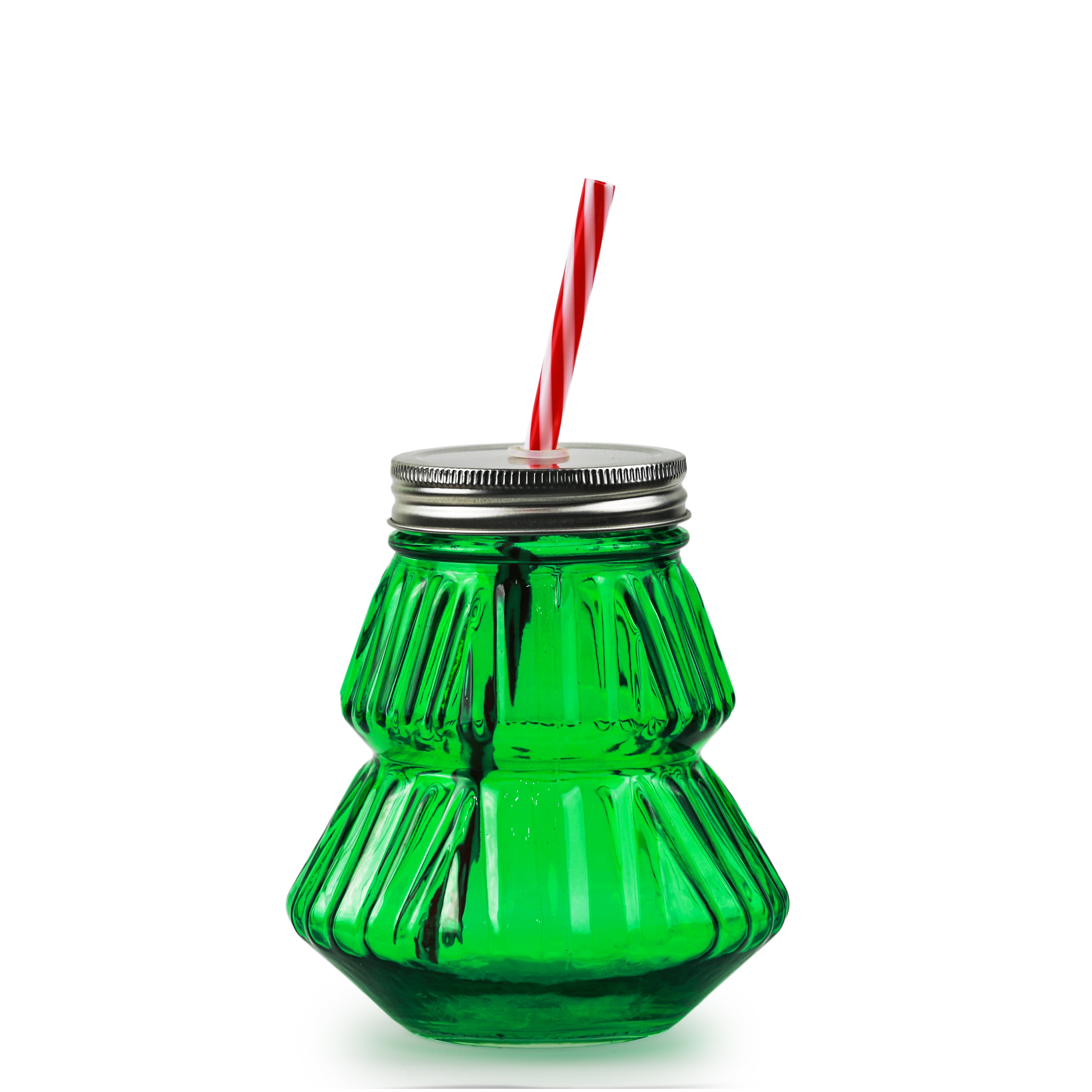 Holiday Time 24 Oz Green Glass Christmas Tree Beverage Sipper - Walmart.com