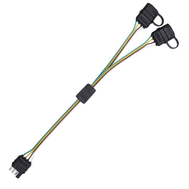 Flat 4-Way 4 Pin Trailer Truck Y-Splitter Harness Adapter LED Tailgate ...