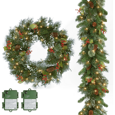 Village Lighting 9 ft. Pre-Lit LED Garland - Festive Holiday - Walmart.com