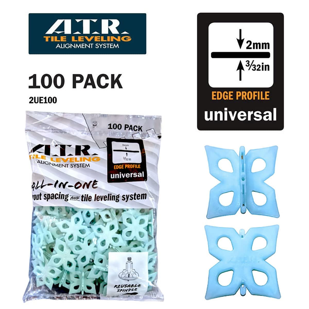 ATR Tile Leveling Alignment System 100 2mm Edge Floors & Walls Spacing ...
