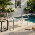Hommoo 50" Outdoor Metal Garden Bench, Geometric Lattice Backrest ...
