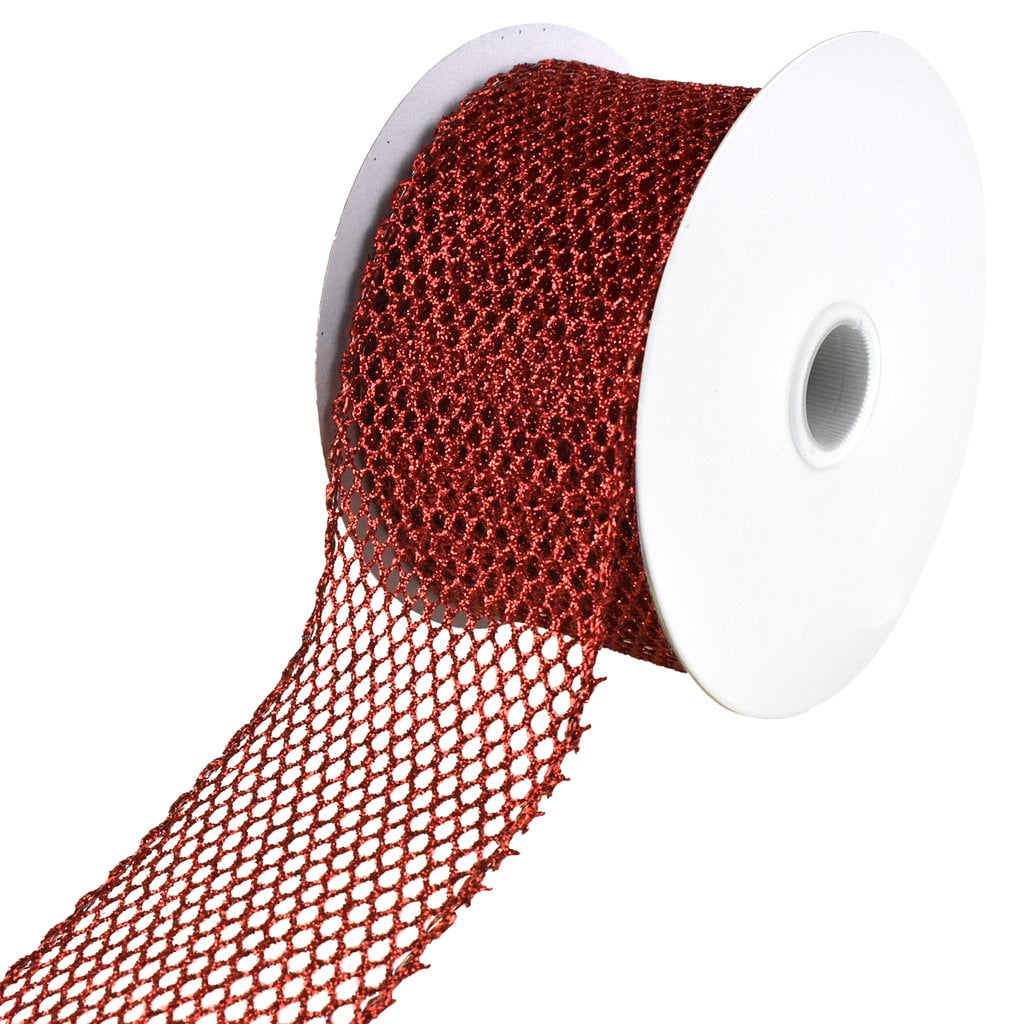 Christmas Sparkling Glitter Netting Wired Ribbon, 2-1/2-Inch, 10-Yard ...