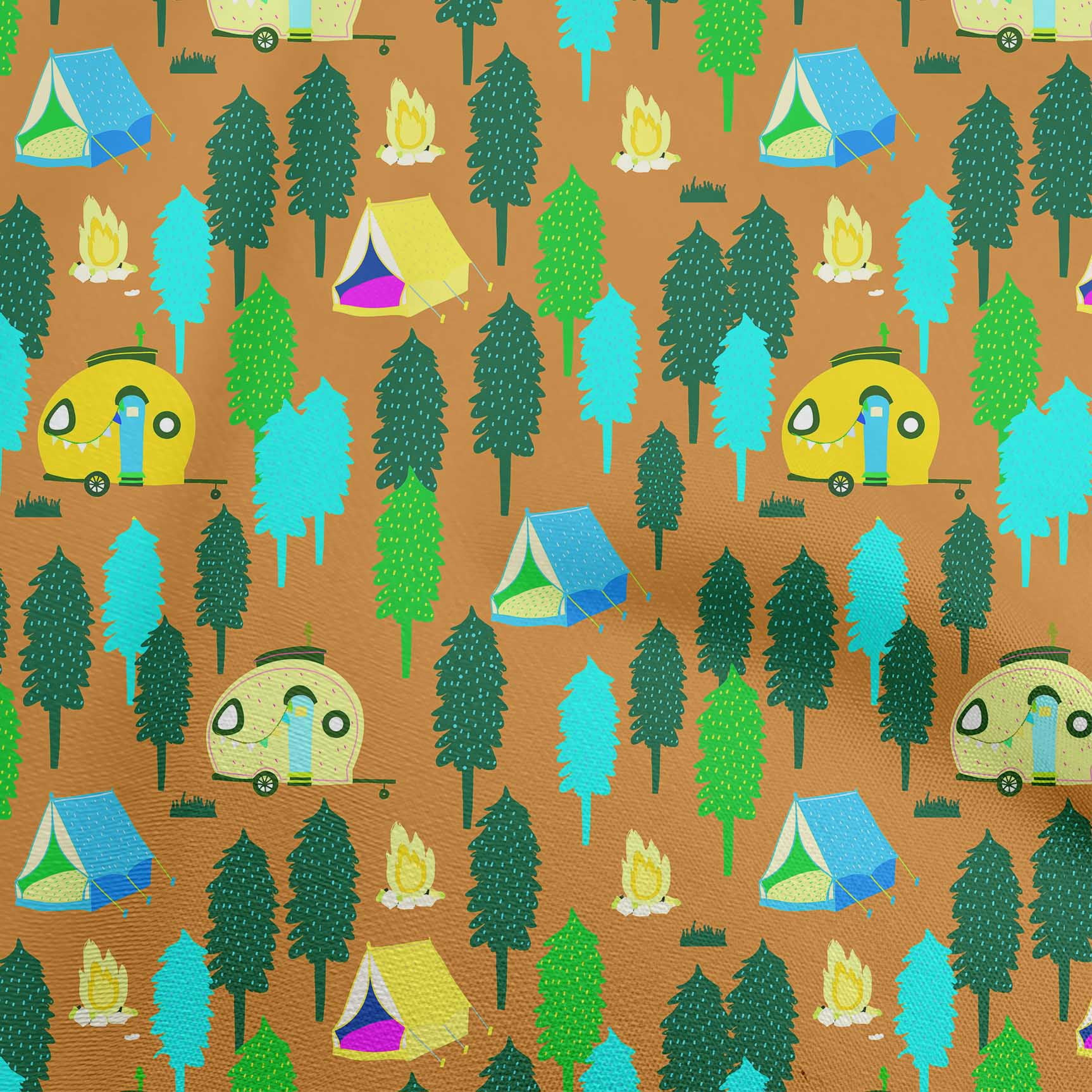 oneOone Silk Tabby Orange Fabric Camping Quilting Supplies Print Sewing ...