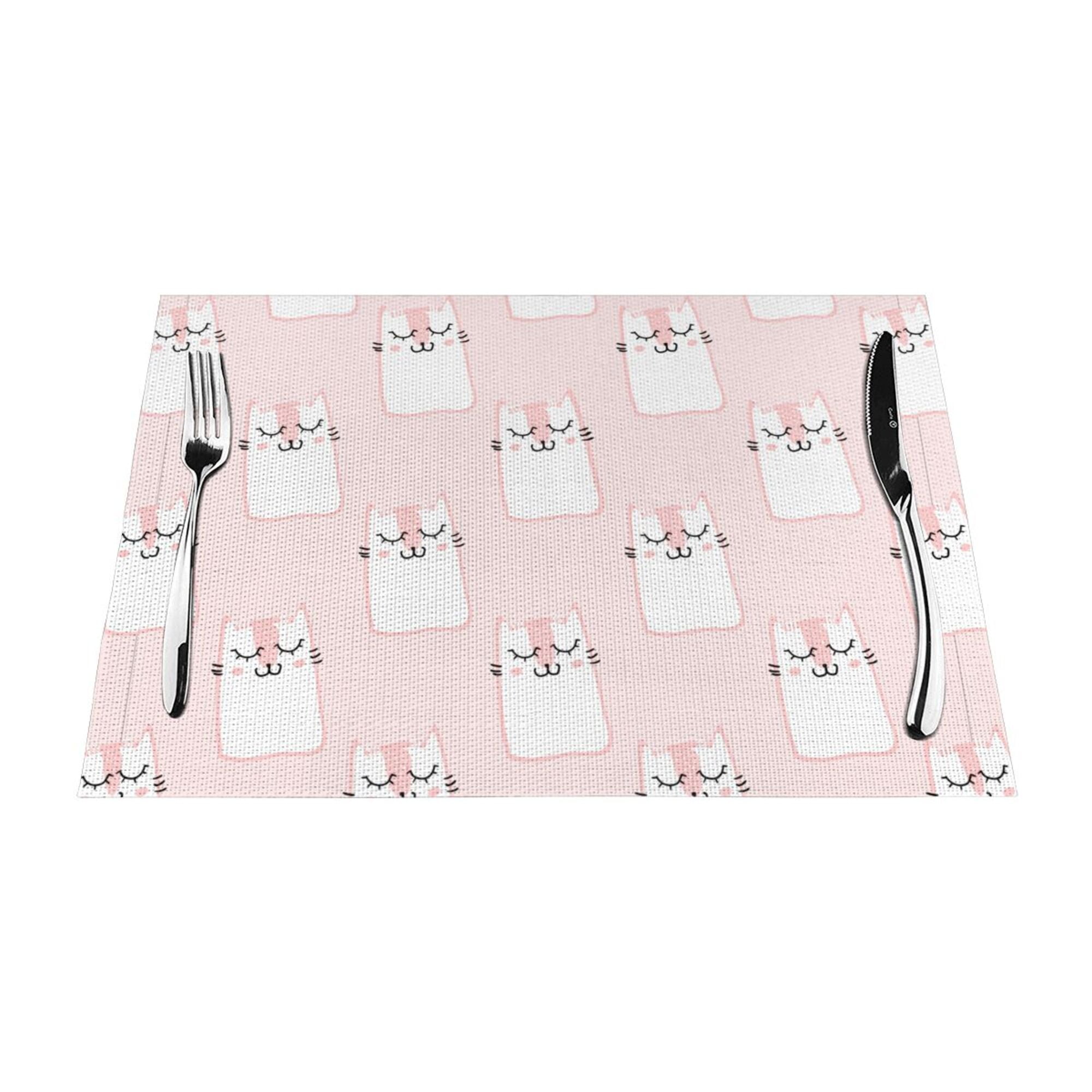 YFYANG Washable Heat-Resistant Placemats, 70% PVC/30% Polyester, Pink ...
