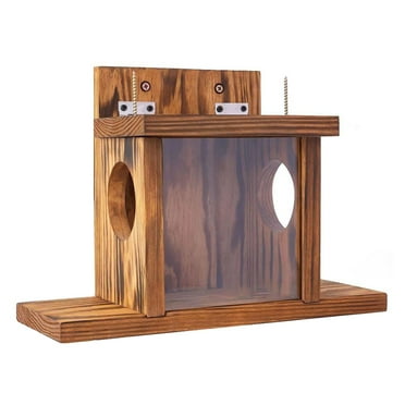 Uncle Dunkels Wooden Squirrel Feeder w/ Gallon Glass Jar; Peanut Food ...