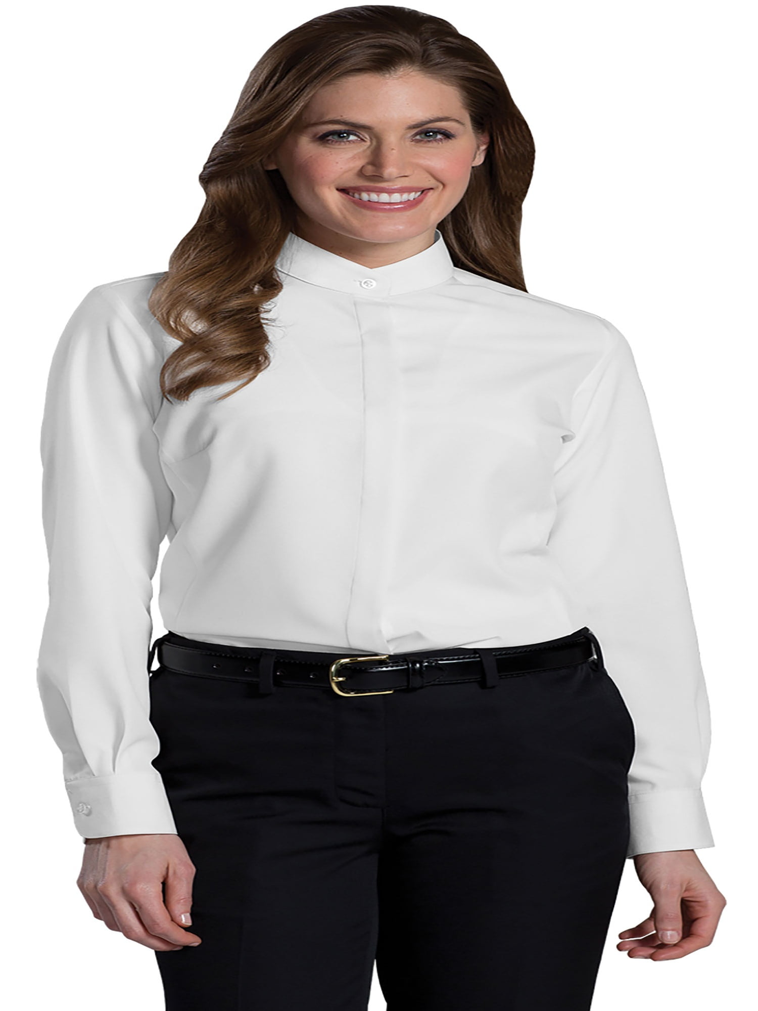 Edwards Garment Women's Banded Collar Long Sleeve Blouse, Style 5392 ...