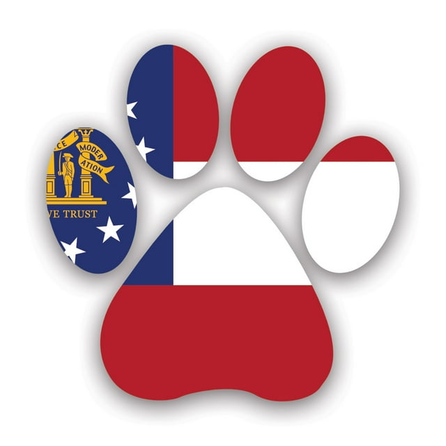 Georgia State Paw Print Shaped Sticker Decal - Self Adhesive Vinyl ...