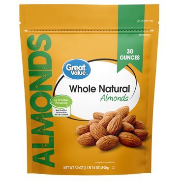 Great Value Whole Natural Almonds, 14 oz - Walmart.com