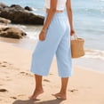 felwors Wide Leg Capri Pants Women Elastic Waist Comfy Lounge Pants ...