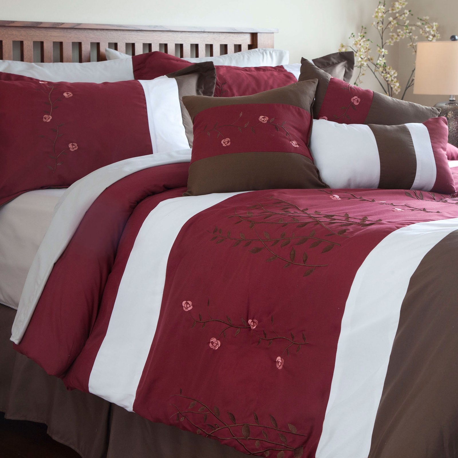 Sarah 7 Piece Embroidered Comforter Set by Lavish Home - Walmart.com