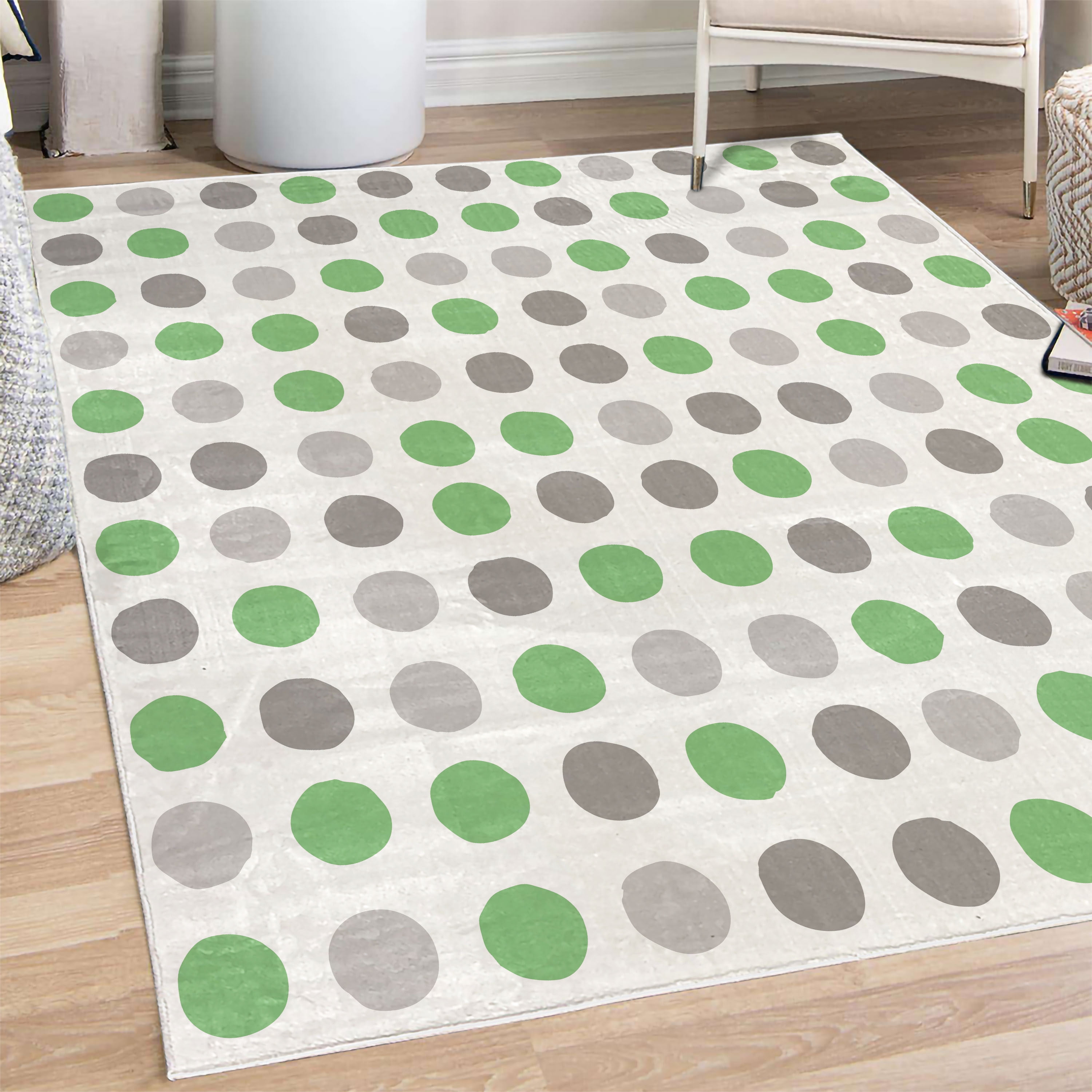 Geometric Decorative Rug, Traditional Retro Polka Dots Design European ...