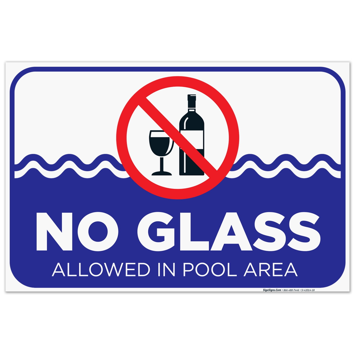 No Glass Allowed in Pool Area Sign, Pool Sign, - Walmart.com