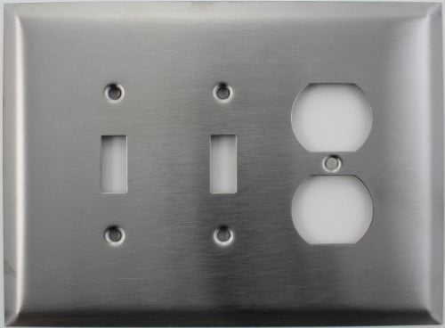 Over Sized Jumbo Satin Stainless Steel 3 Gang Switch Plate - 2 Toggle ...