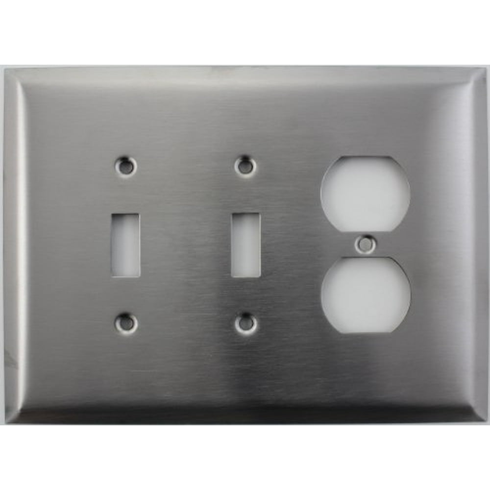 Over Sized Jumbo Satin Stainless Steel 3 Gang Switch Plate - 2 Toggle ...