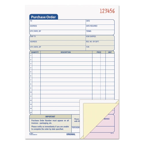 Purchase Order Book, Three-Part Carbonless, 5.56 X 8.44, 1/page, 50 ...
