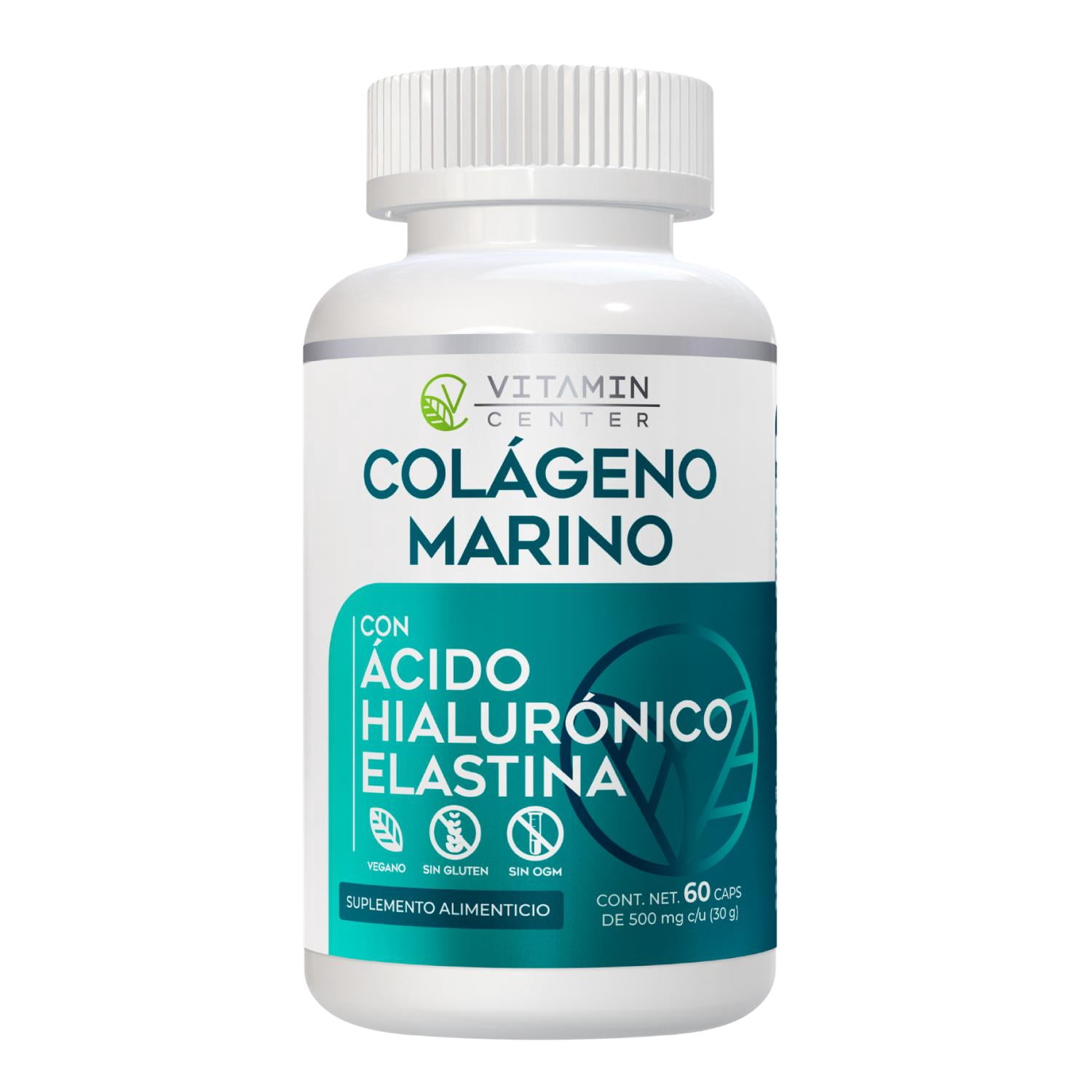 Colágeno Marino Ácido Hialurónico Elastina 60 caps Vitamin Center ...