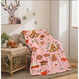 Pink Christmas Gingerbread Man Throw Blanket, Winter Cute Star ...