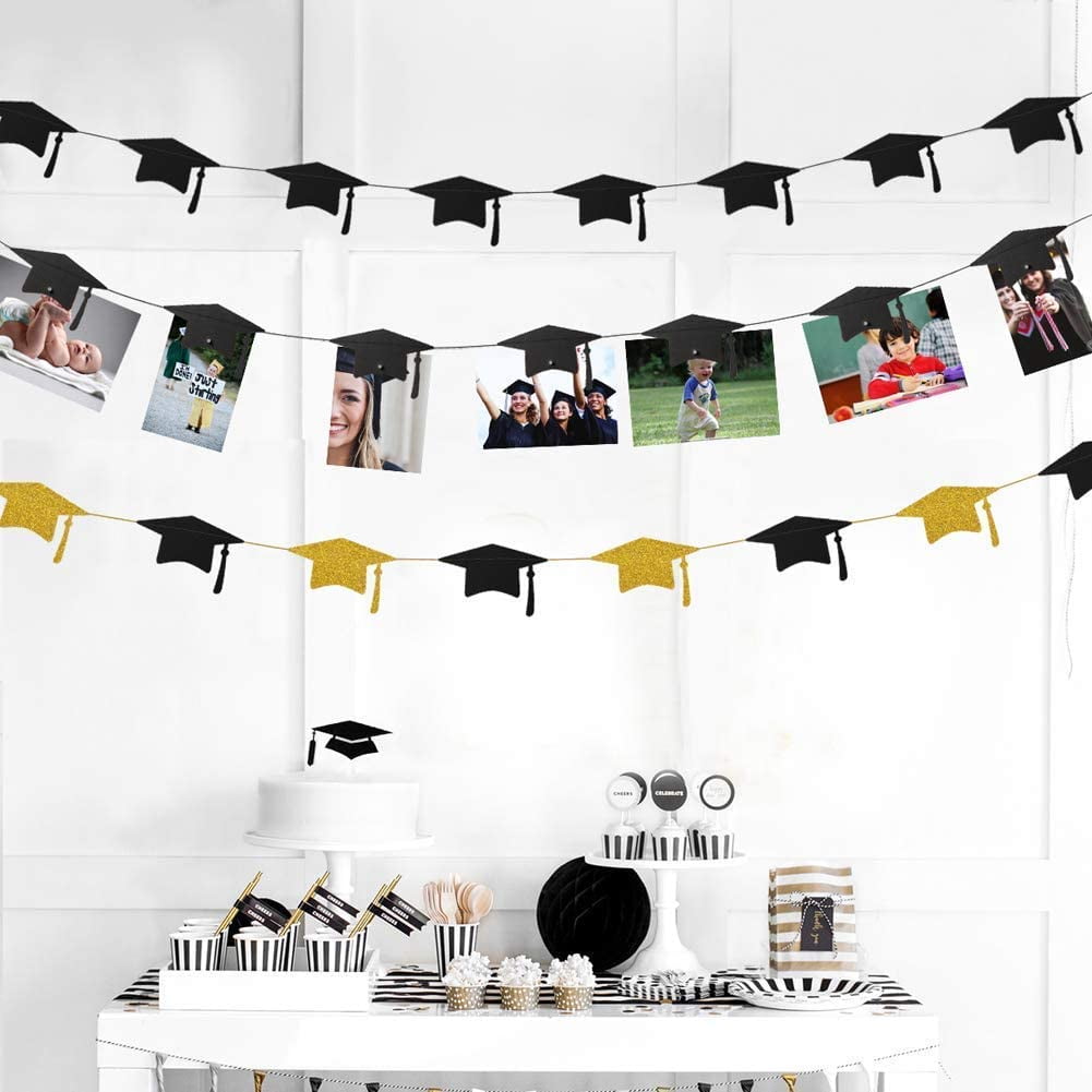 Graduation Cap Garland and Magnet Photo Clip String Kit for Congrats ...