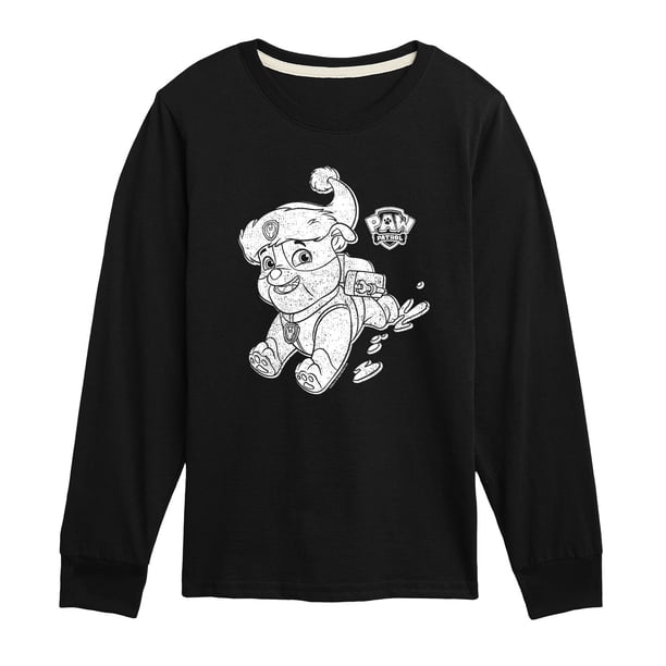 Paw Patrol - Rubble Santa Hat - Toddler And Youth Long Sleeve Graphic T ...