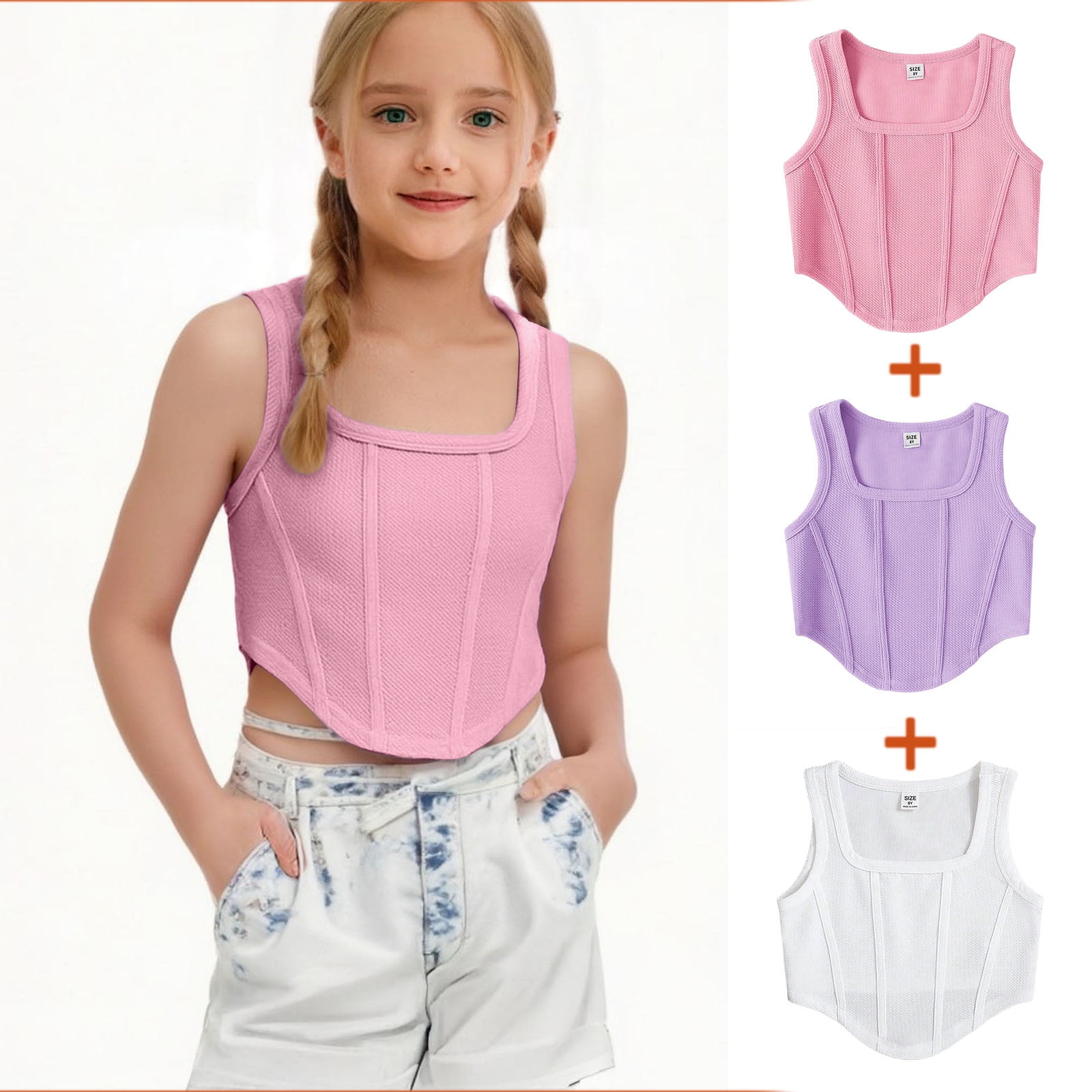 Click here for Mkosplrt 3 Pack Tank Tops For Girl 8-14 Years Slee... prices