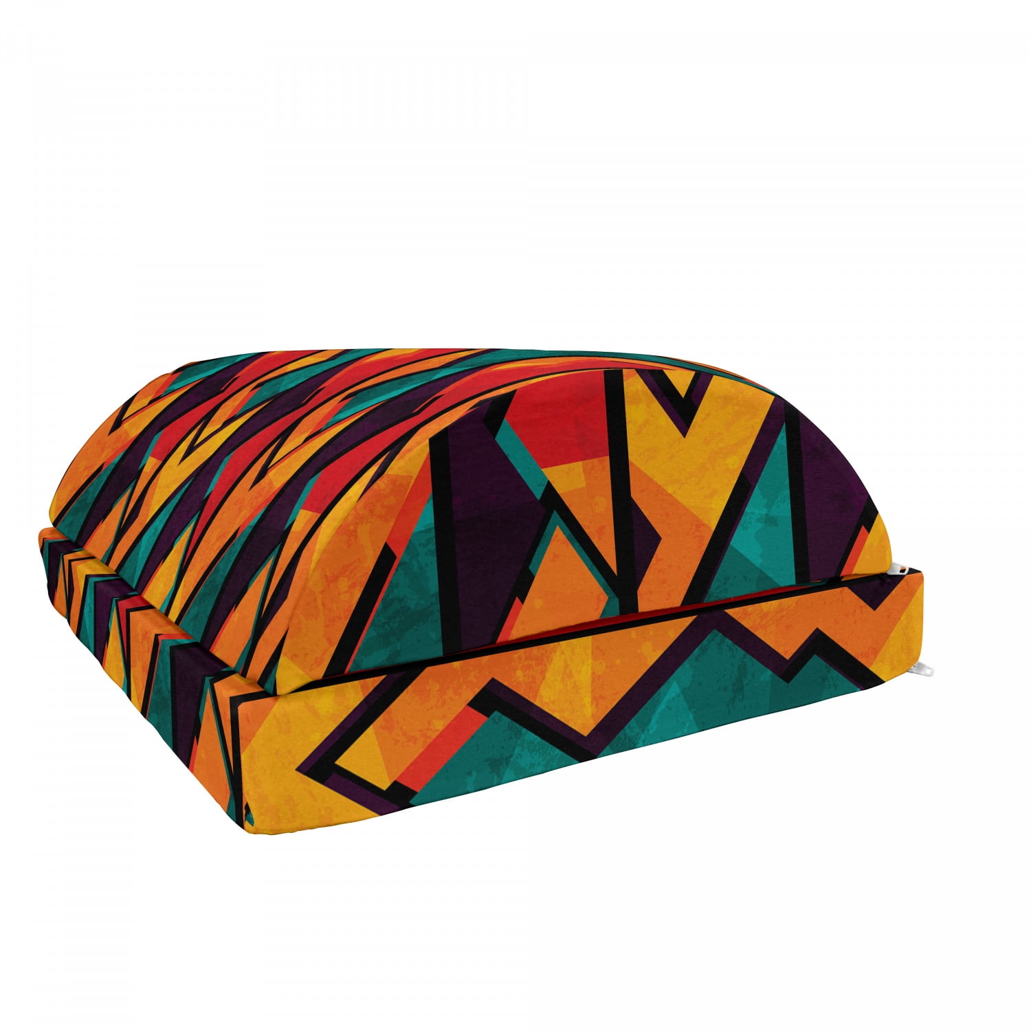 Modern Foot Rest, Geometric Contemporary Art Design Black Bold Zig Zag ...