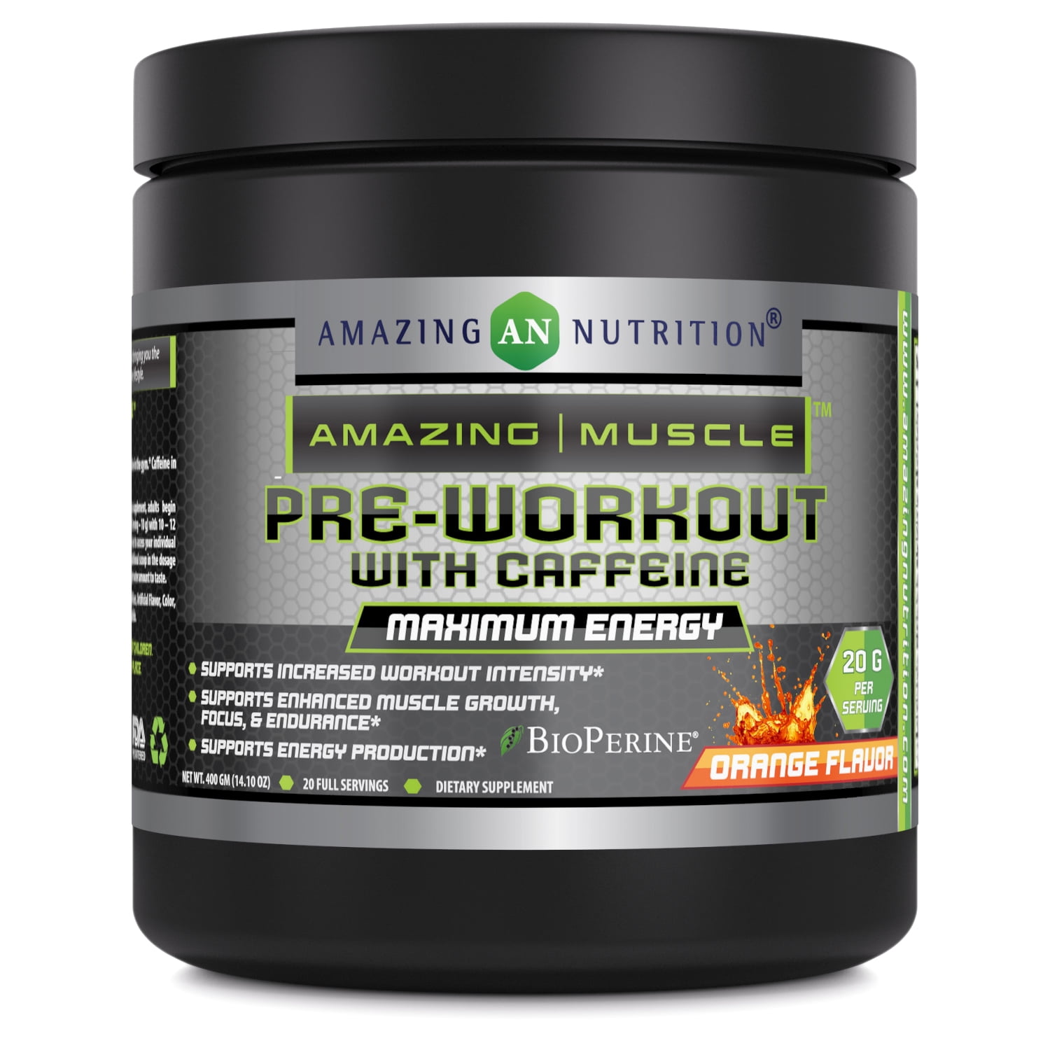 Amazing Muscle Pre-Workout with Caffeine Maximum Energy (Orange) - 14. ...