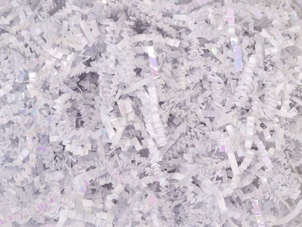 Pack of 1, Laminate Iridescent White Crinkle Cut Shredded Paper, 8 Oz ...
