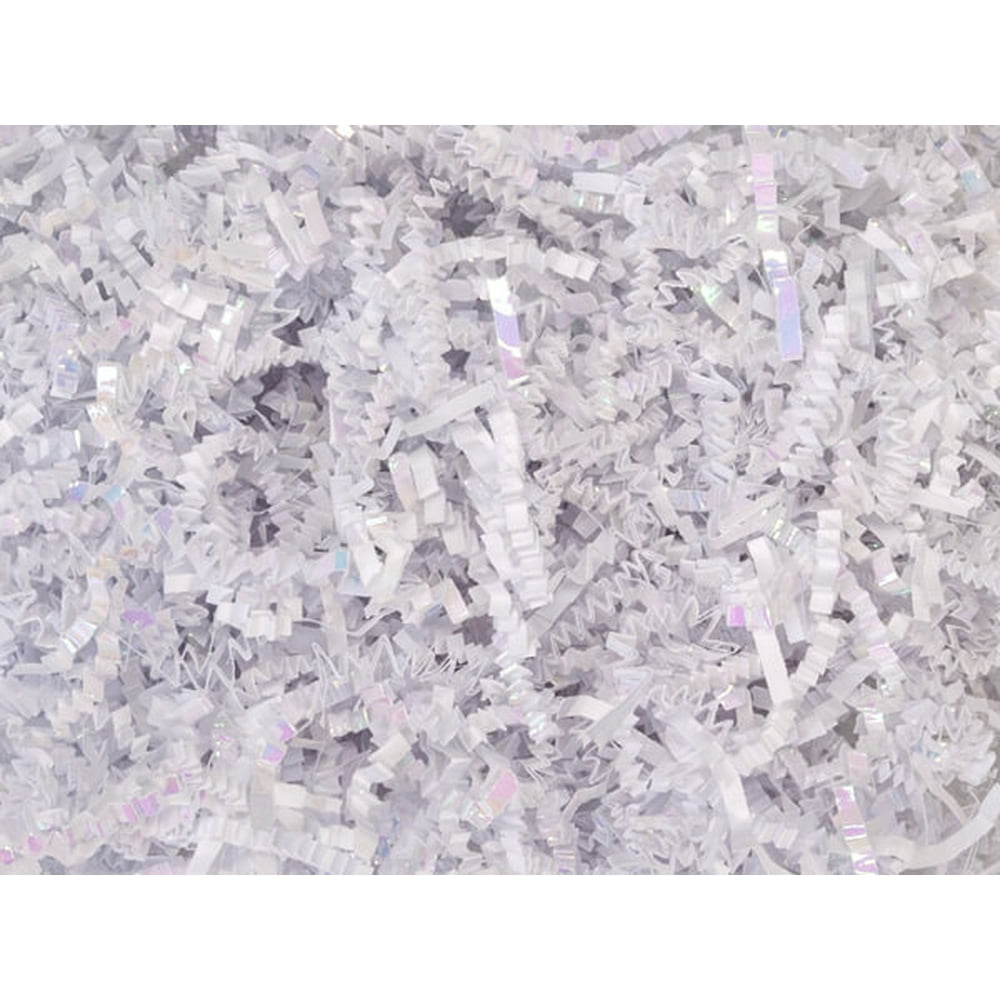 Pack of 1, Laminate Iridescent White Crinkle Cut Shredded Paper, 8 Oz ...