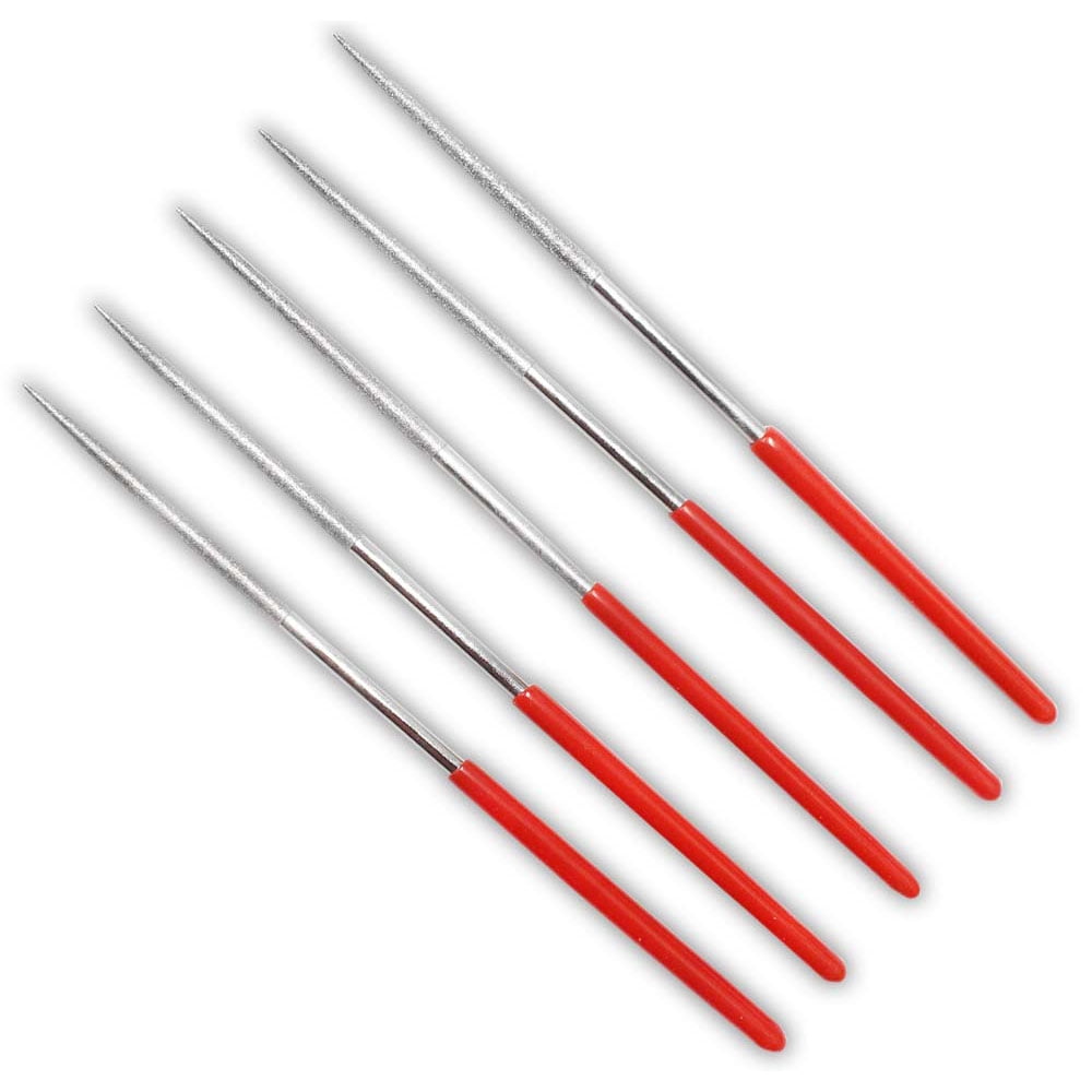 5 Piece Round Mini Diamond Files with PVC Wrapped Handles In Various ...
