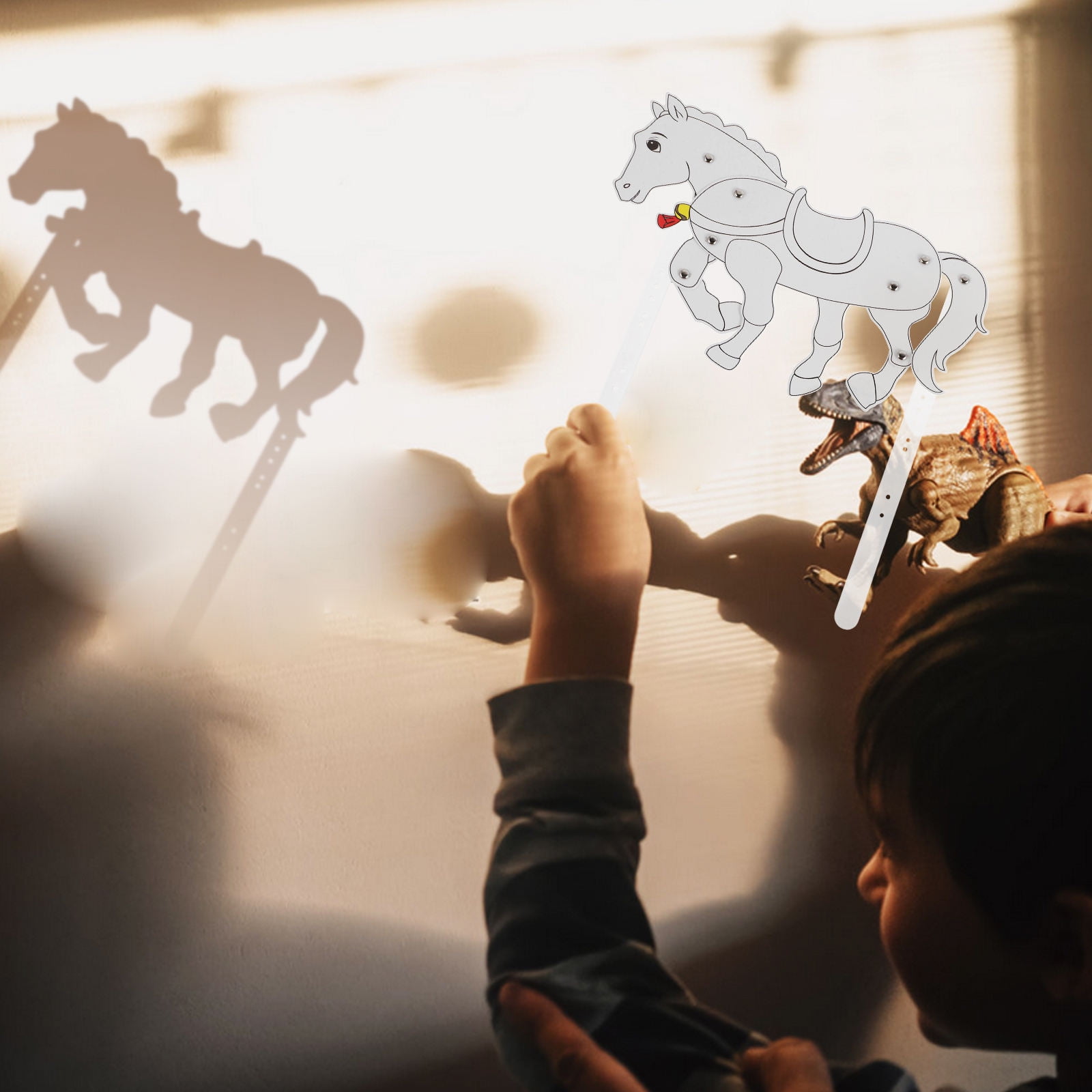 GOOHOCHY 4Pcs DIY White Horse Shadow Puppet Figures for Traditional ...