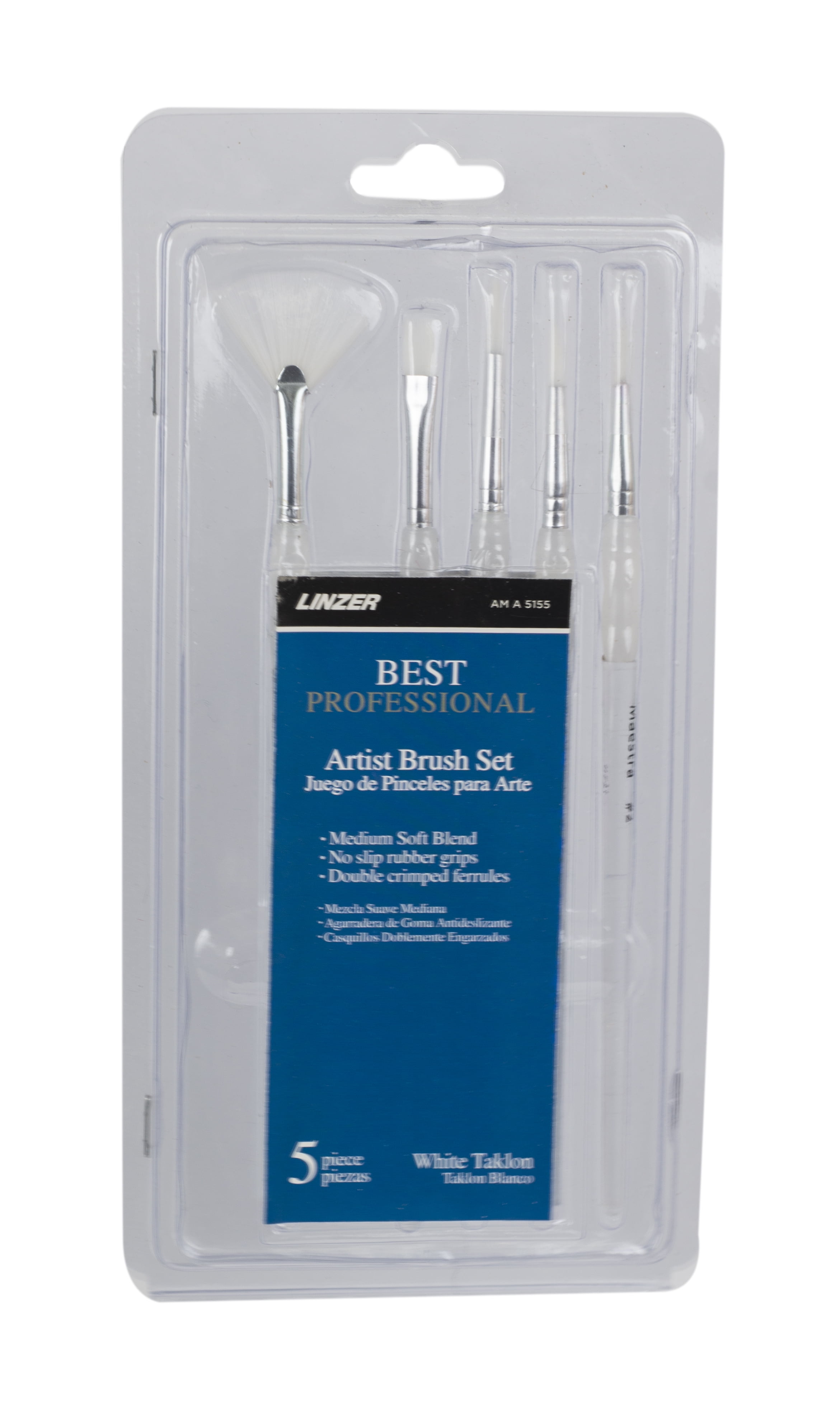 Linzer Best Professional White Taklon Artist Brush Set, 5 Piece ...