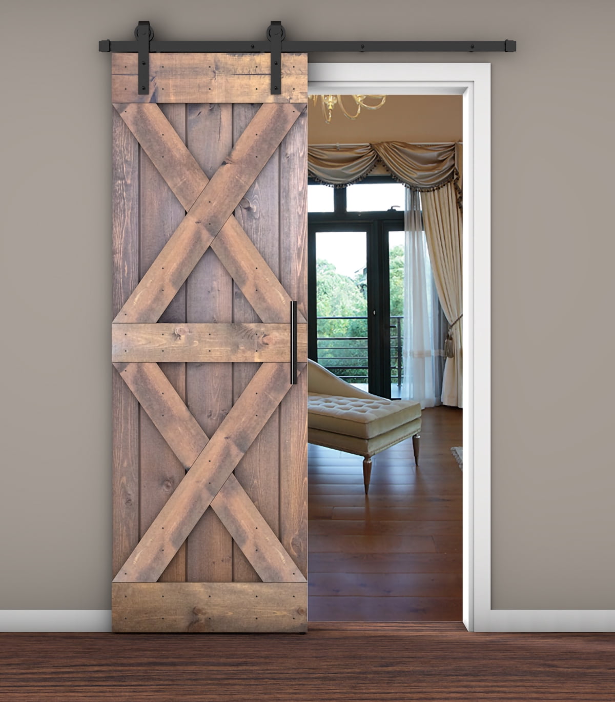 Essencaliy 28in x84in Solid Wood Barn Door Made-in-USA Finished Rustic ...