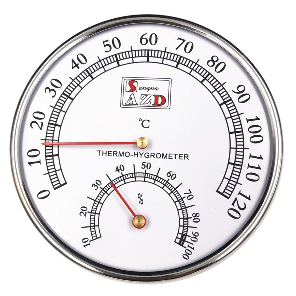 HESITONE Silver Transparent 4.92‘’ Round Thermometer Indoor Outdoor ...